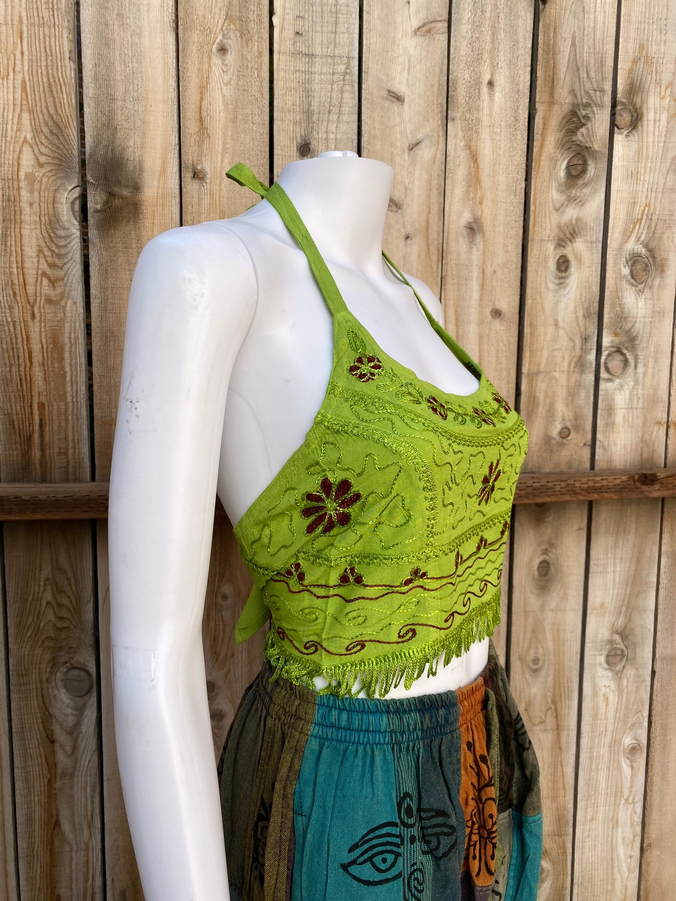 Womens Boho Festival Crop Top With Flower Design and Tassel - Etsy