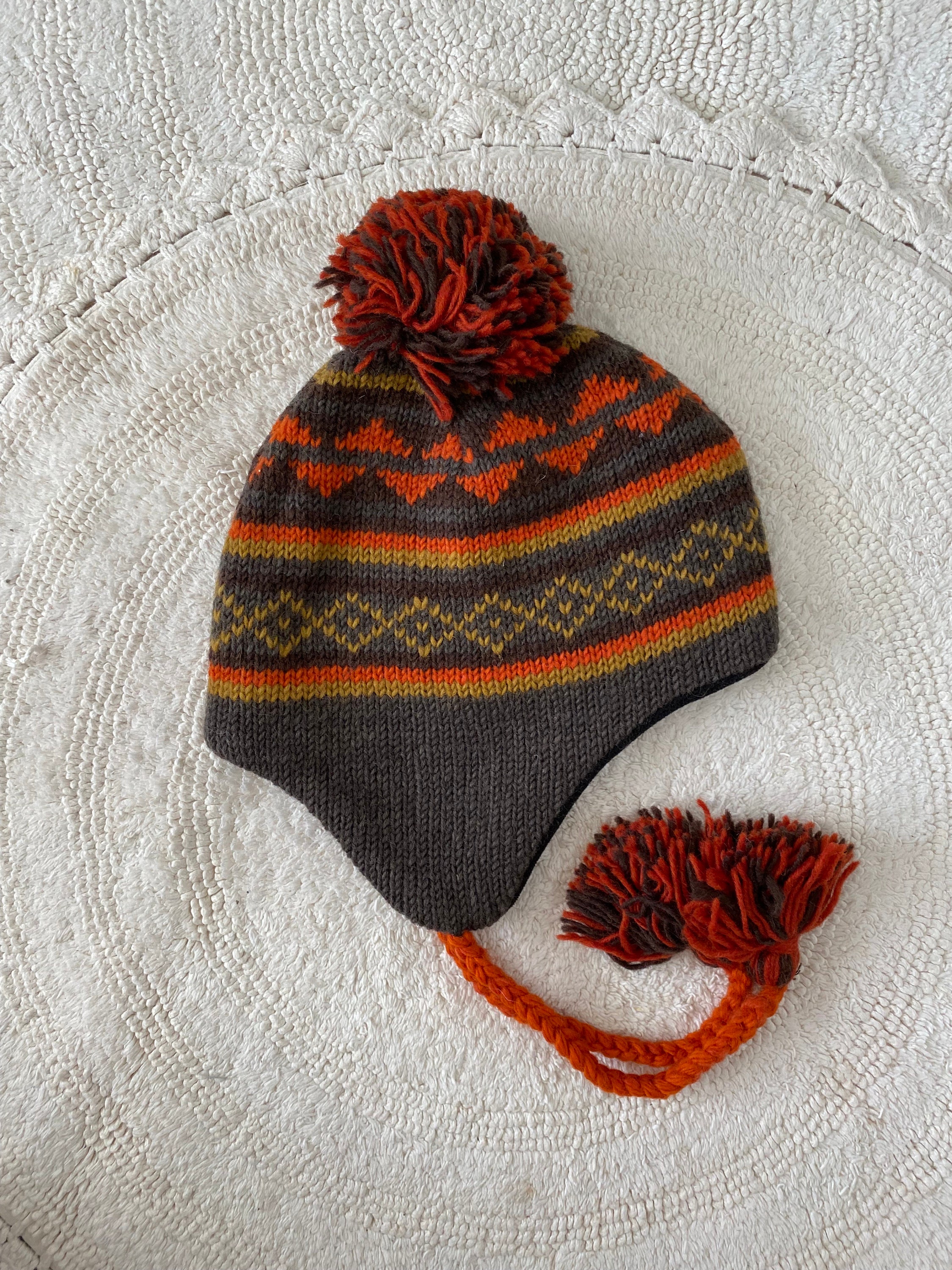 Knit Winter Hat With Poof, Multi Patterned Wool Beanie, Unisex Fit ...