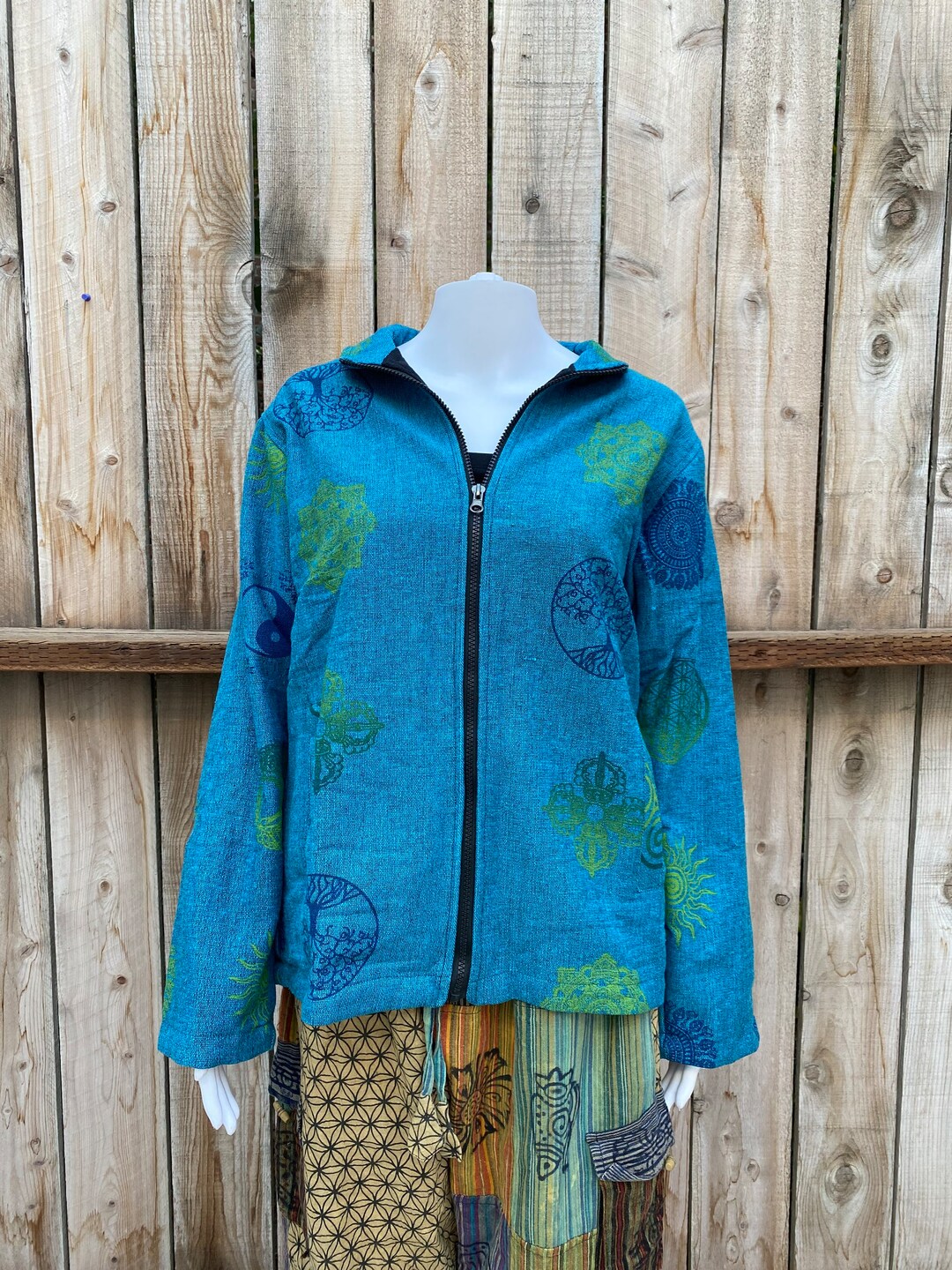 Nepali Hippie Sweater With Hoodie, Patchwork With Flower Embroidery ...