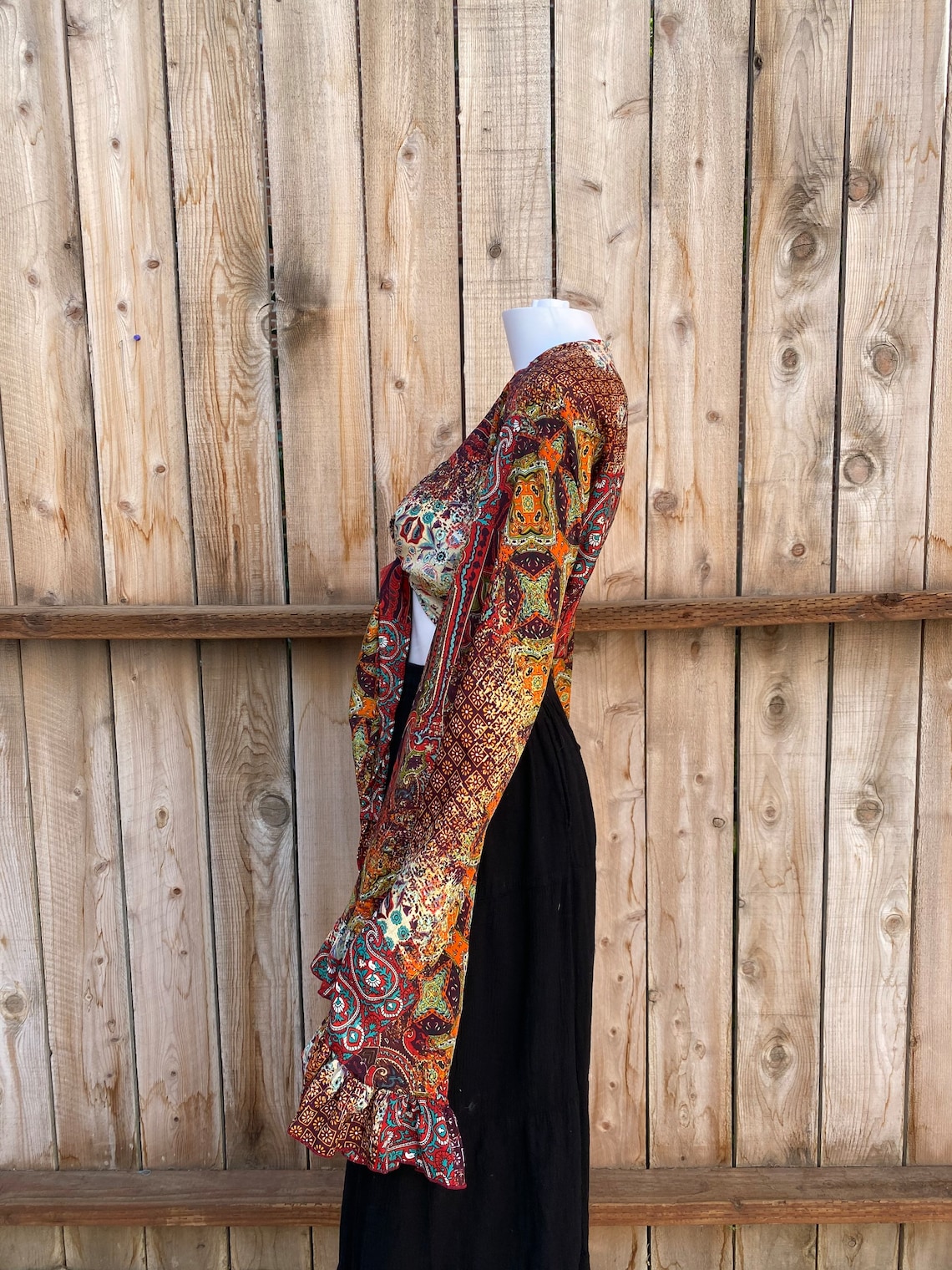 Ruffle Sleeve Wrap Top With Front Tie Long Bell Sleeve - Etsy