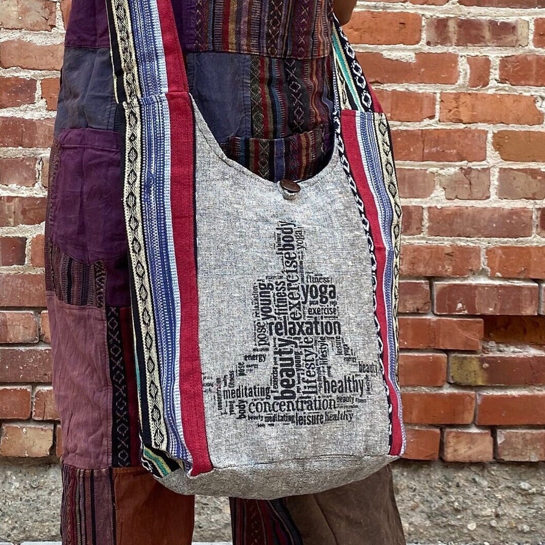 Buddha Print, Embroidered Nepali Shoulder Bag, Patchwork Bookbag ...