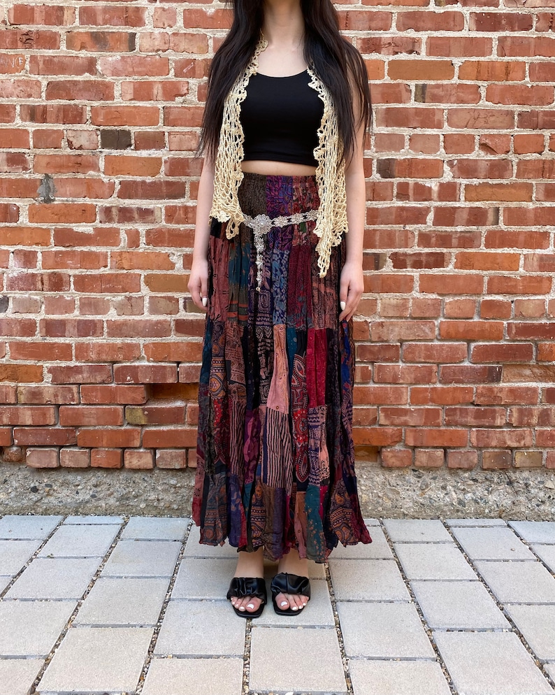 Long Boho Maxi Patchwork Skirt Hippie Grunge Fairycore Skirt - Etsy