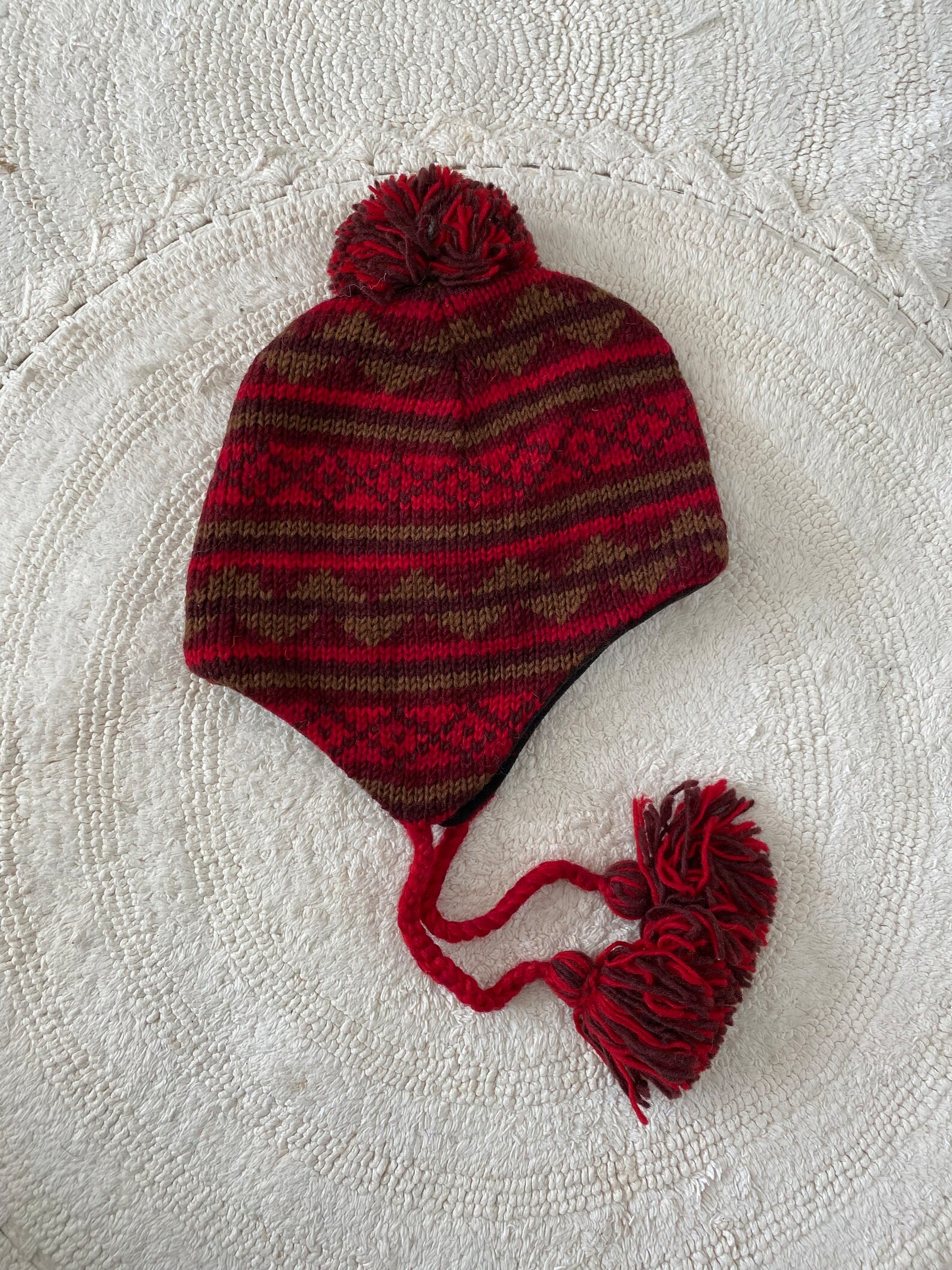 Knit Winter Hat With Poof, Multi Patterned Wool Beanie, Unisex Fit ...