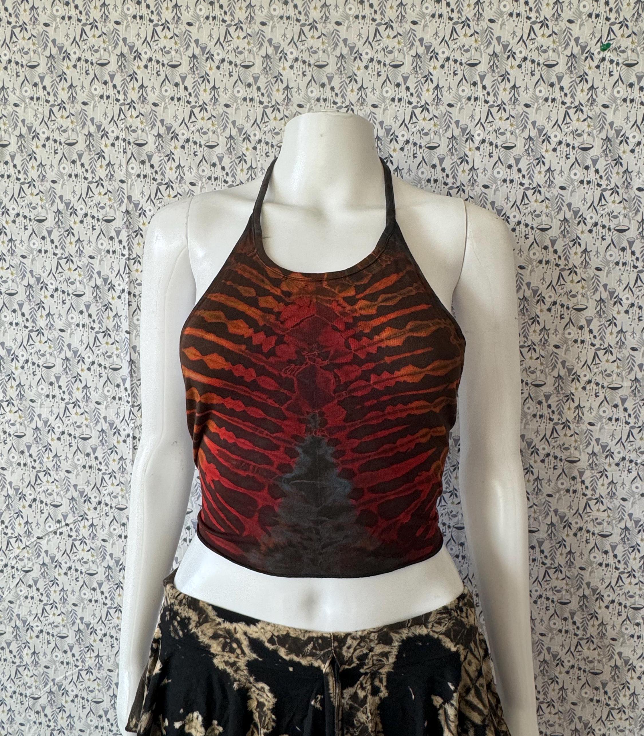 Tie Dye Rave Top, High Neck Halter, Festival Rave Fashion, Comfortable ...