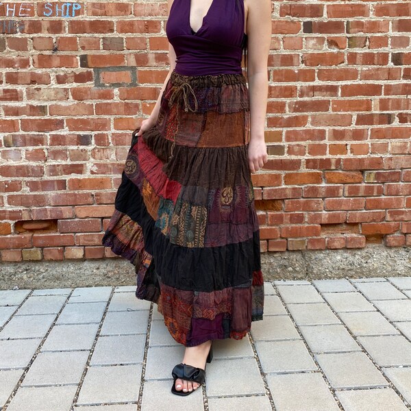 Long Patchwork Skirt - Etsy