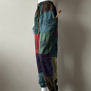 Unisex Patchwork Hippie Pants With Hand Printed Patterns, 100% Cotton ...