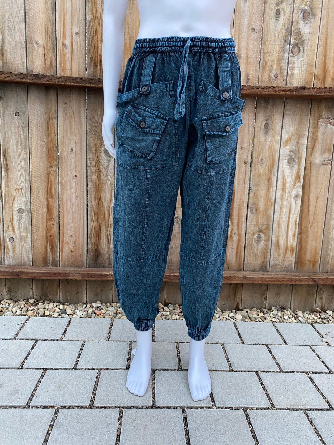 Unisex Cargo Pants With Unique Pocket Design Acid Washed - Etsy