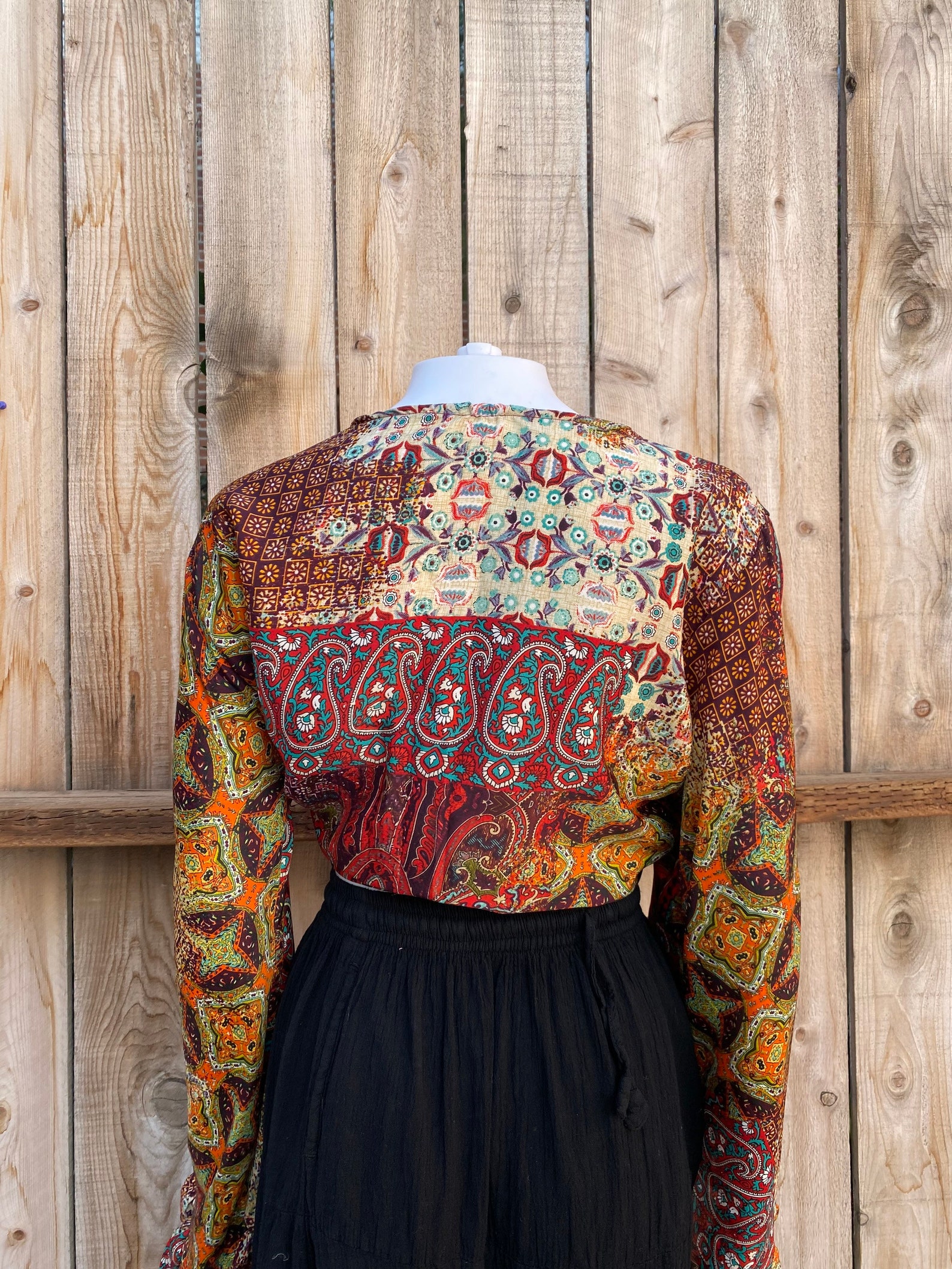 Ruffle Sleeve Wrap Top With Front Tie Long Bell Sleeve - Etsy