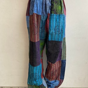 Unisex Patchwork Hippie Pants With Hand Printed Patterns 100% - Etsy