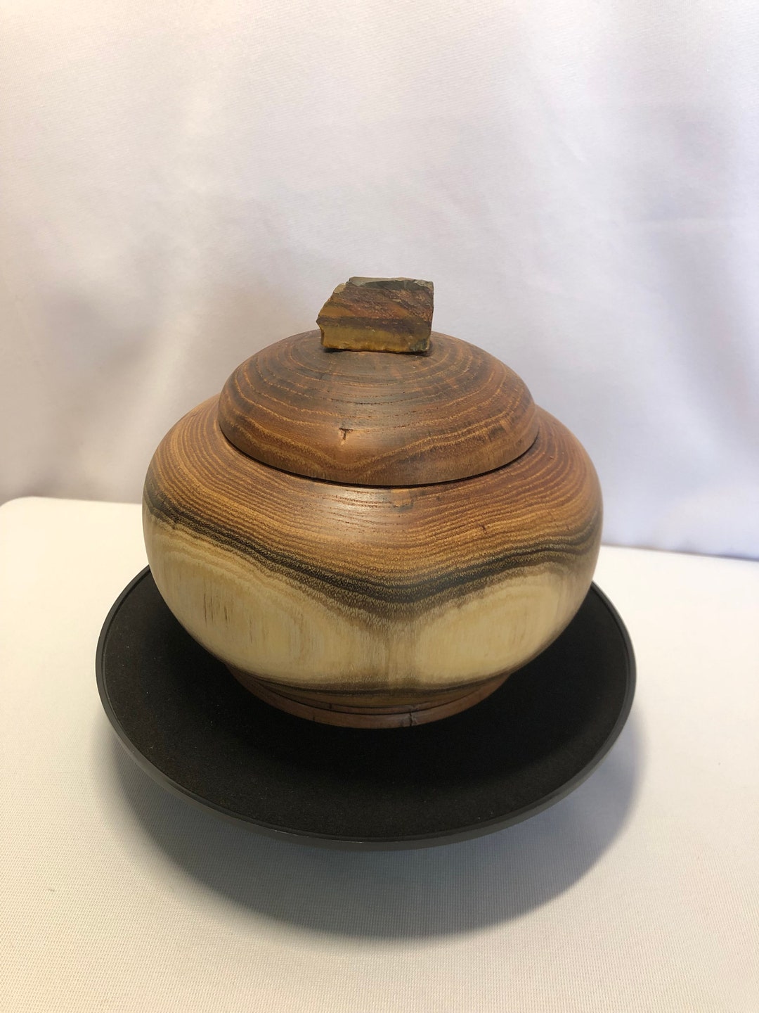 Handmade, Hand Turned, Black Locust Wood, Lidded Box, Koi Fish ...