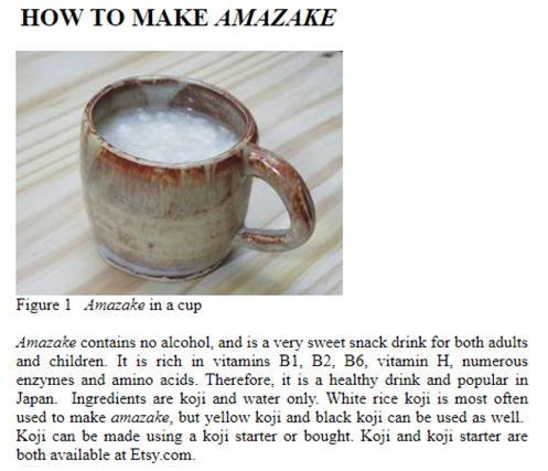 Manual: How to Make Amazake (sweet Sake With No Alcohol) - Etsy