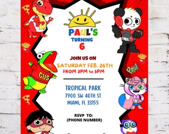 Personalized Ryan's World Birthday Invite - Etsy UK