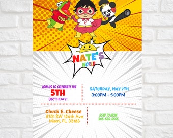 Personalized Ryan's World Birthday Invitation | Etsy