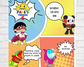 Personalized Ryan's World Birthday Invitation - Etsy