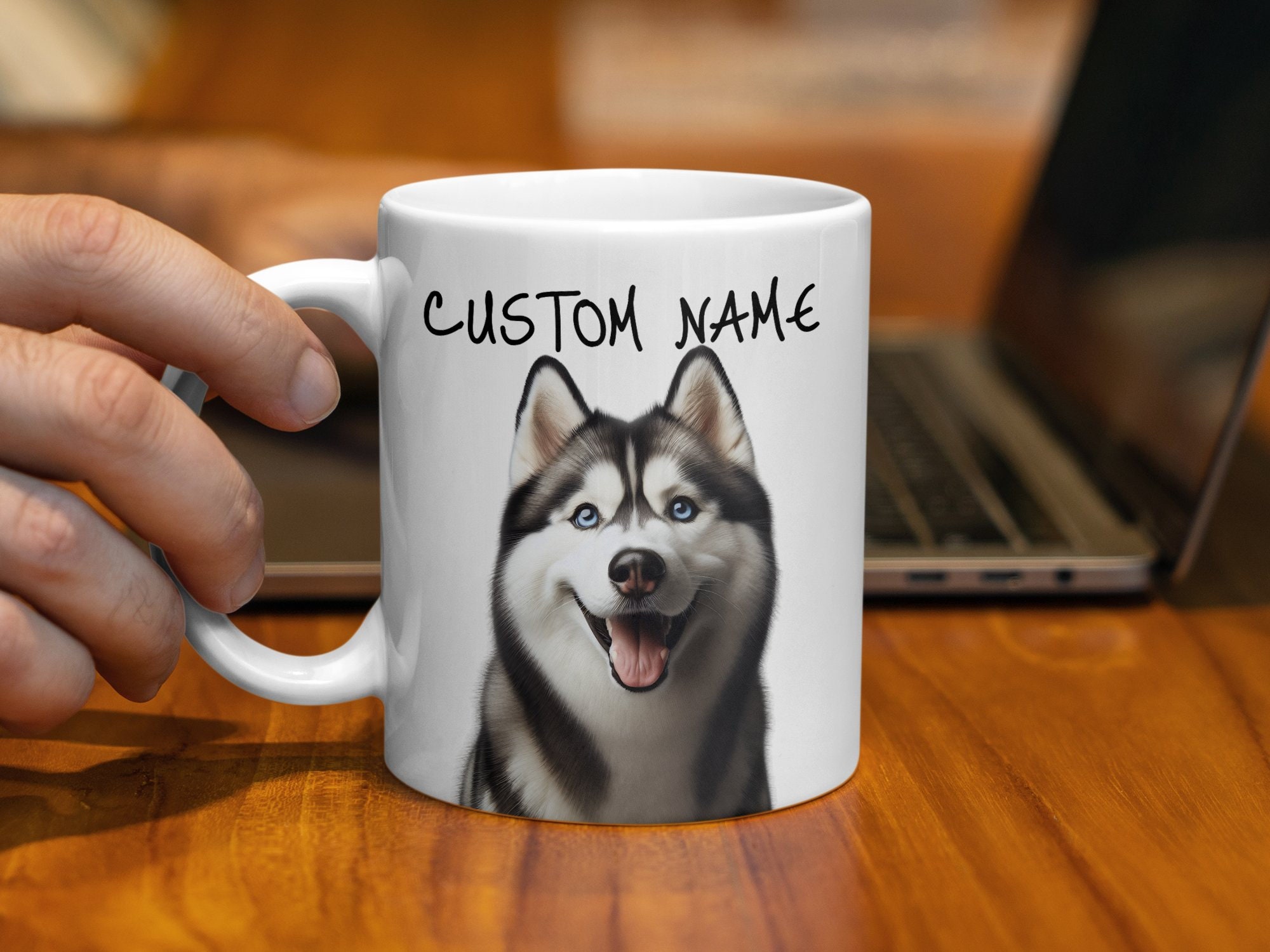 Personalized Husky Mug, Custom Name Dog Lover Coffee Cup, Unique ...