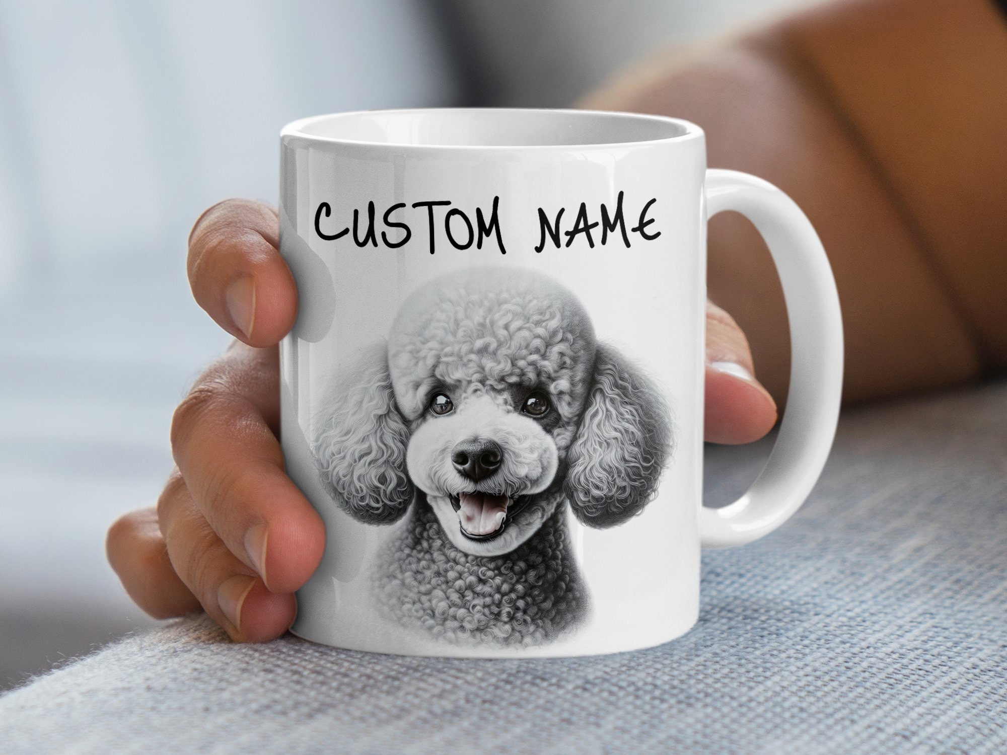 Cute Poodle Mug, Dog Lover Coffee Cup, Unique Poodle Portrait, Animal ...