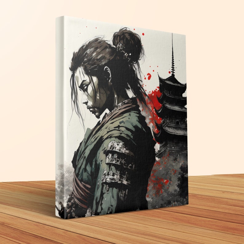Samurai Warrior Poster, Japanese Art Canva, Vintage Asian Style Decor ...