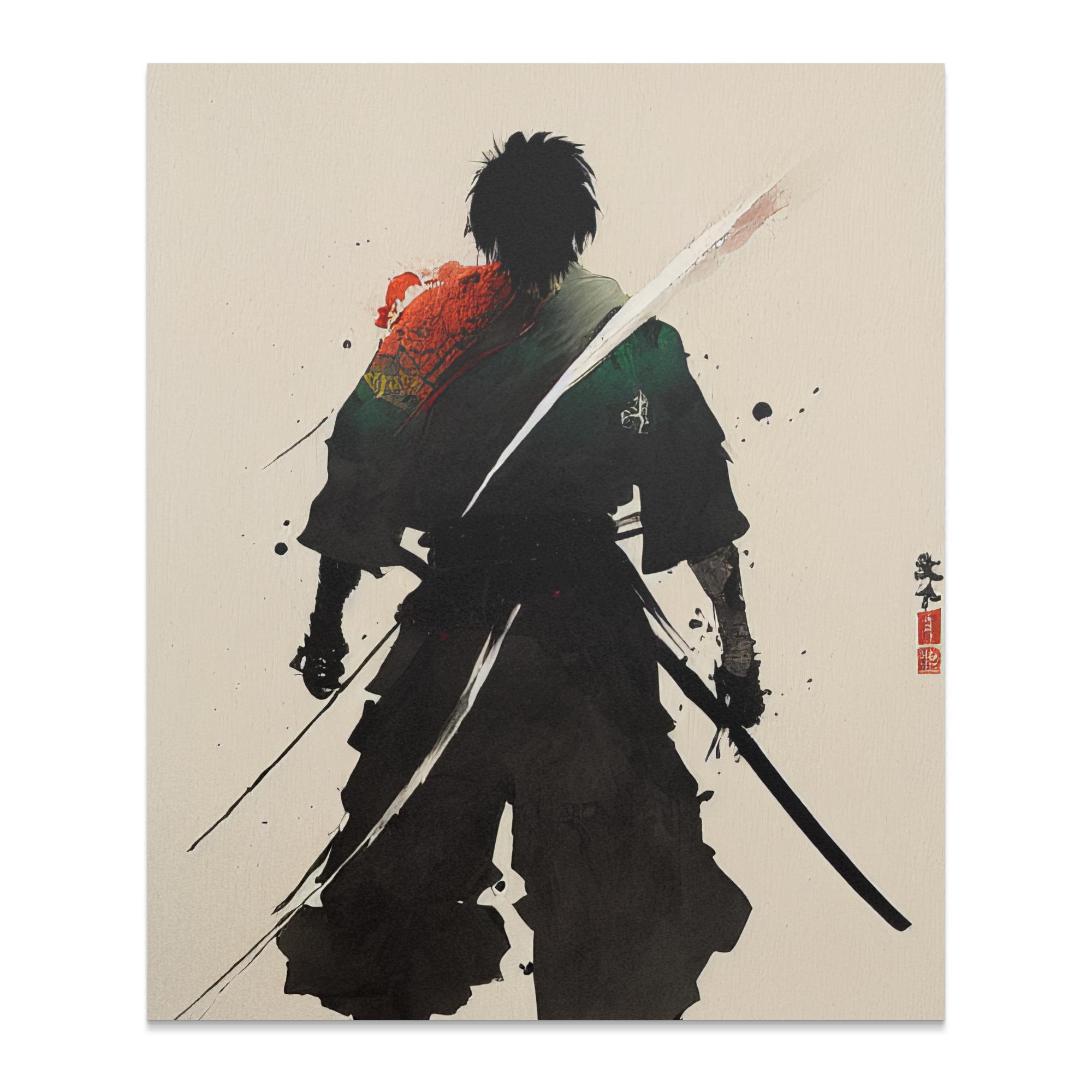 Samurai Warrior Poster, Japanese Art Canva, 20x24 Wall Decor, Vintage ...