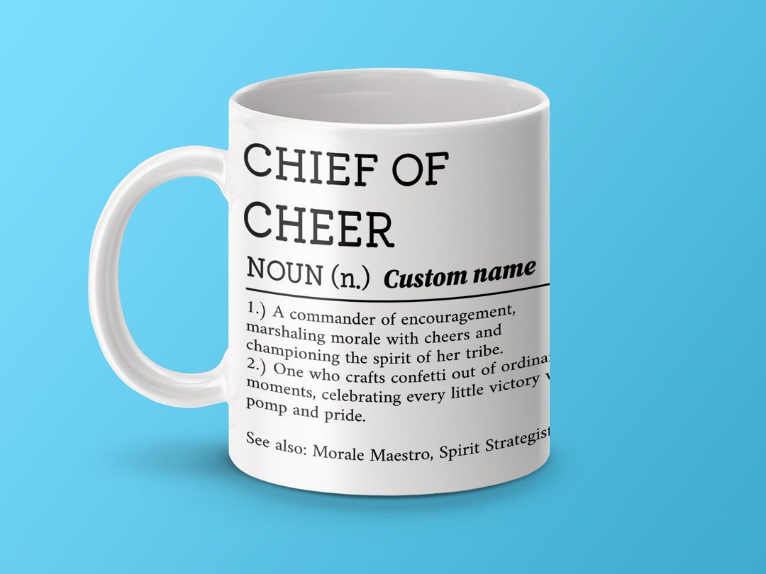 Personalized Chief of Cheer Mug, Custom Name Encouragement Coffee Cup ...