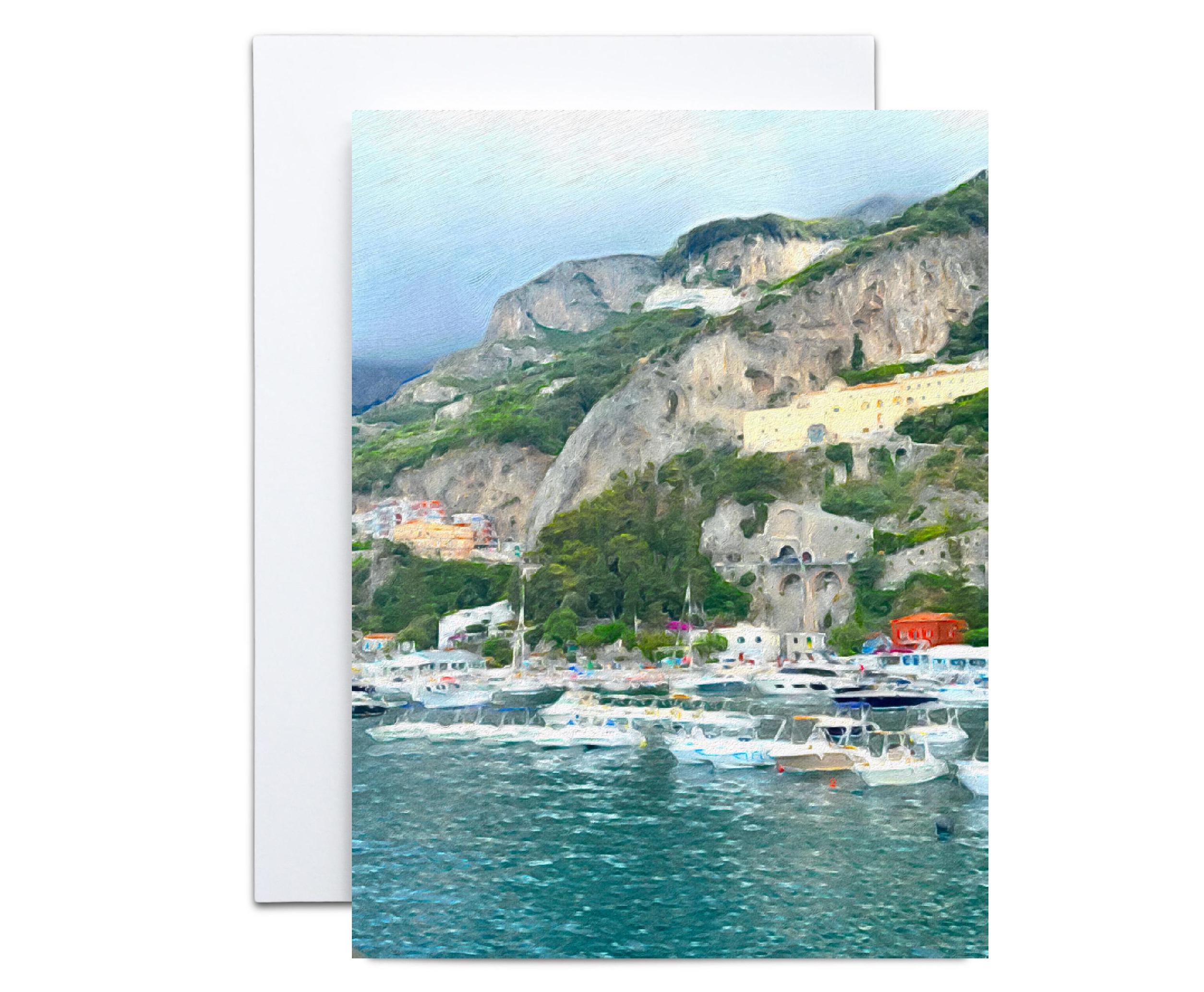 Positano Greeting Card, Amalfi Coast Blank Note Cards, Italy Stationery ...