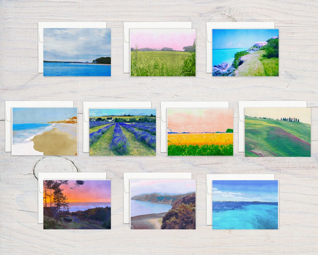 ASSORTED Landscape Cards Set of 10 / Art Notecards / Unique Greeting ...
