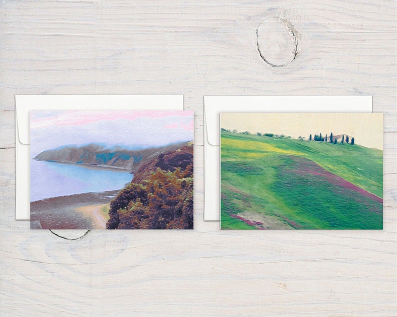 ASSORTED Landscape Cards Set of 10 / Art Notecards / Unique Greeting ...