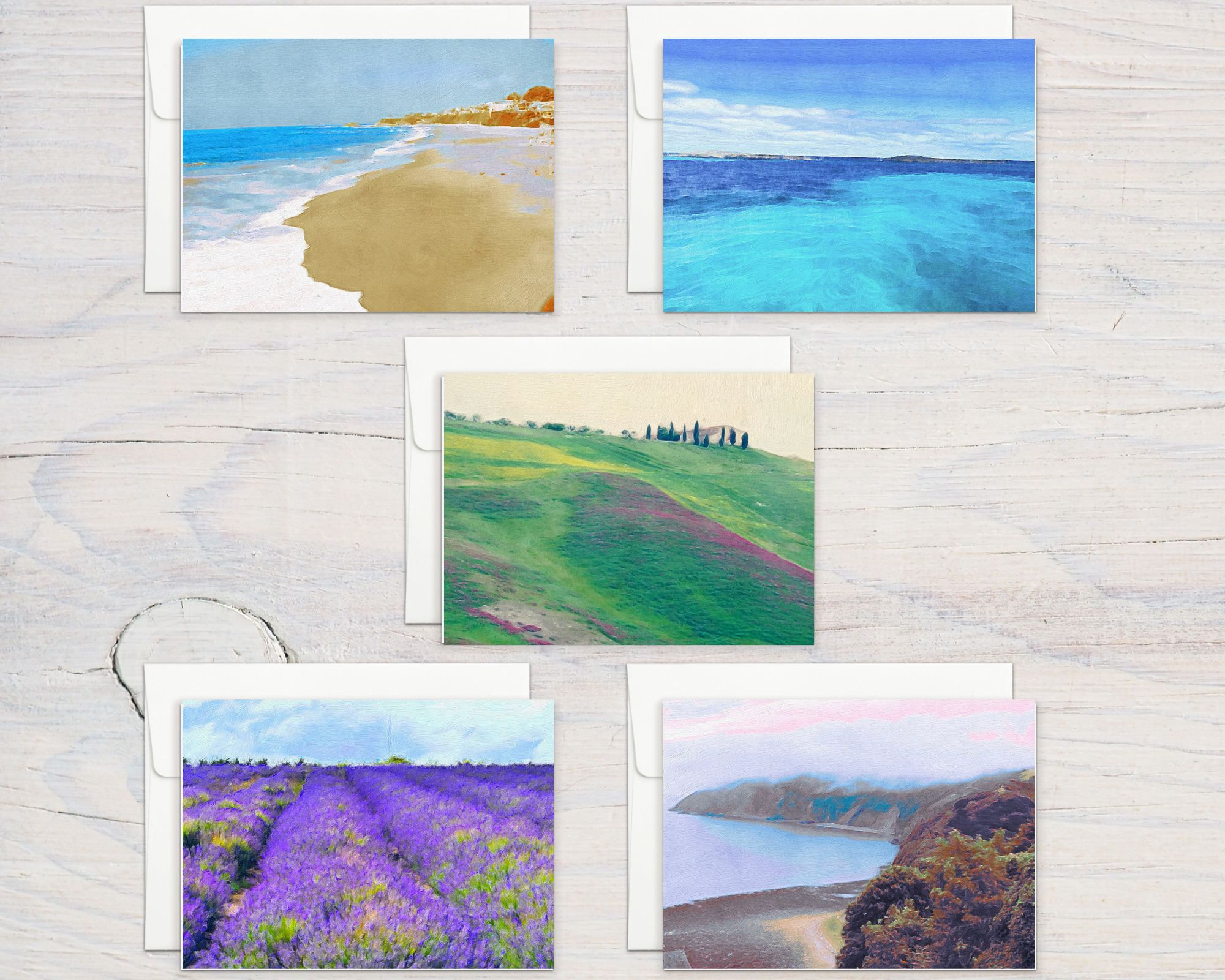 ASSORTED Landscape Cards Set of 10 / Art Notecards / Unique Greeting ...