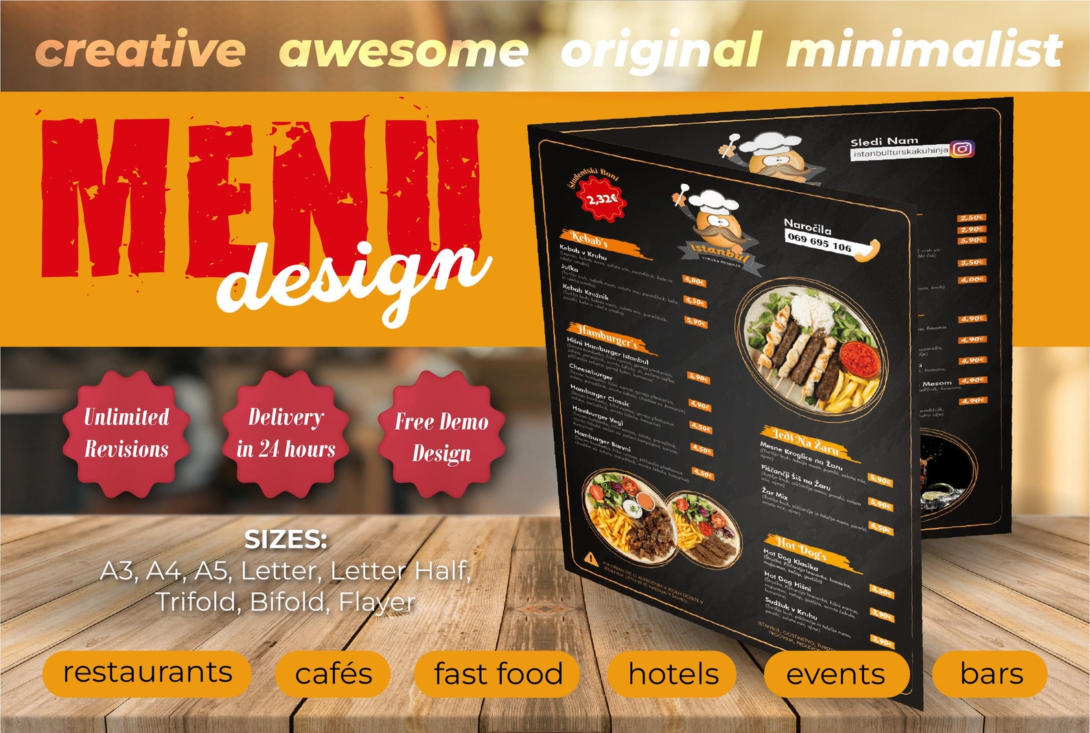 Custom Food Menu Design, Graphic Design, Wedding Menu, Menu Design ...