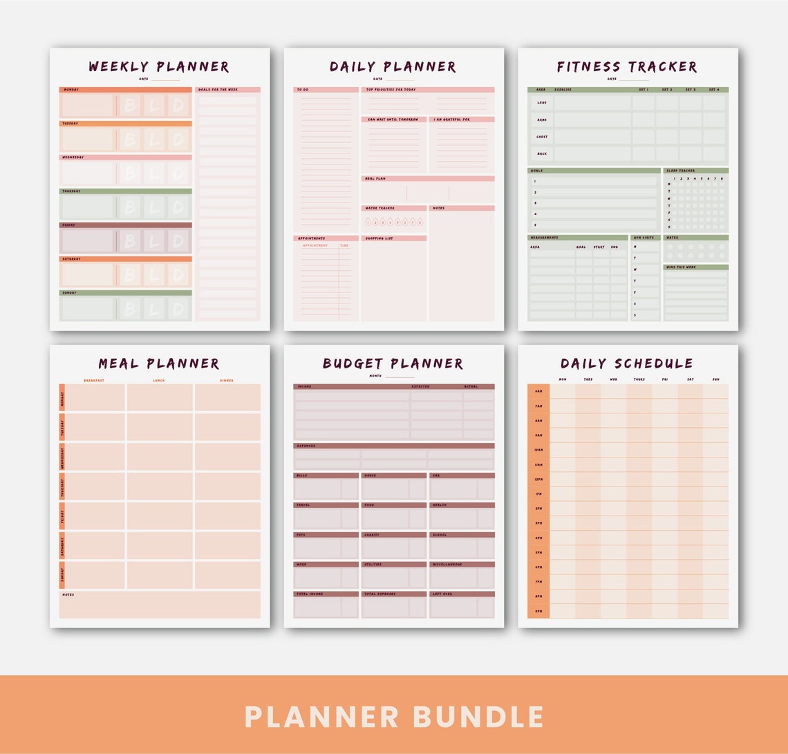 Smart Planner Bundle, Fitness Tracker, Planner, Meal Planner, Tracker ...