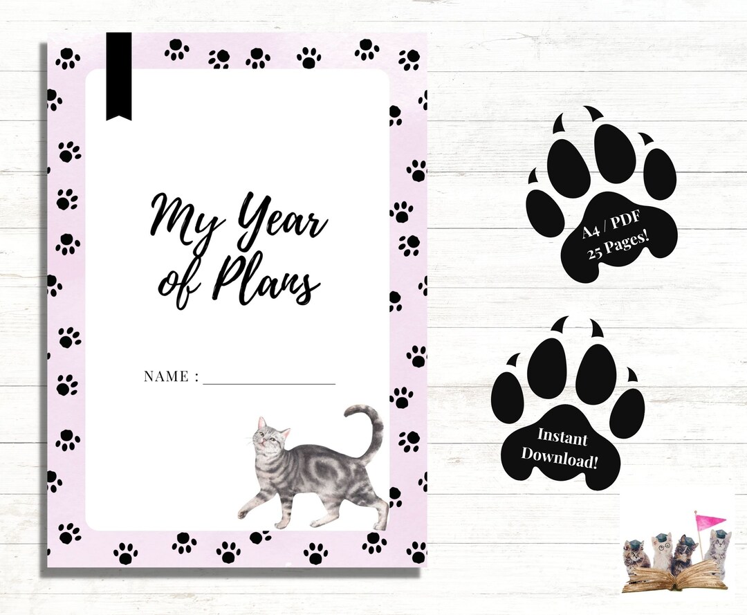 Year Planner, Cat Planner, PDF Planner, Cat Lovers, Cat Stationary ...