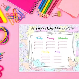 Custom Pastel Girly School Timetable Back to School Template - Etsy