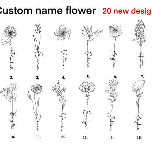 Custom Name Flower Birth Flower Gift Tattoo Comission SVG - Etsy