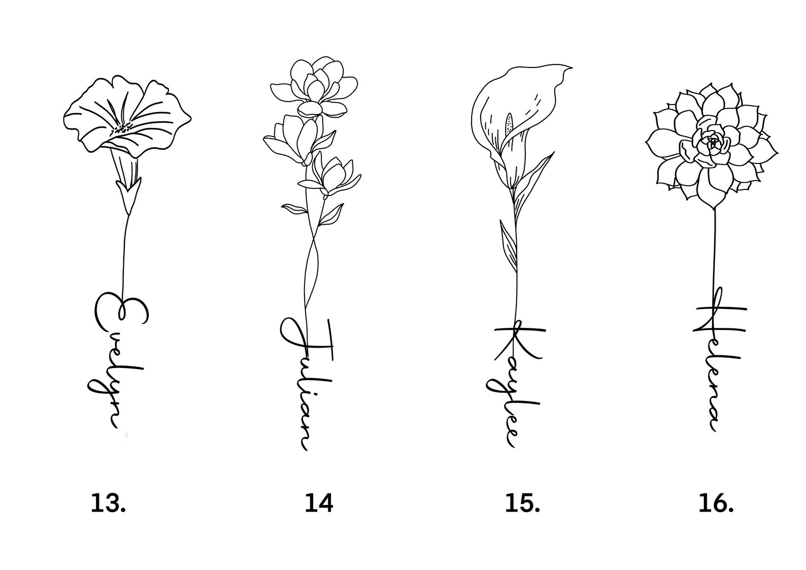 Custom Name Flower Part 2 | Birth Flower Gift | Tattoo Comission SVG ...
