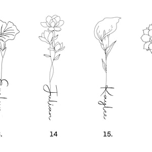 Custom Name Flower Part 2 | Birth Flower Gift | Tattoo Comission SVG ...
