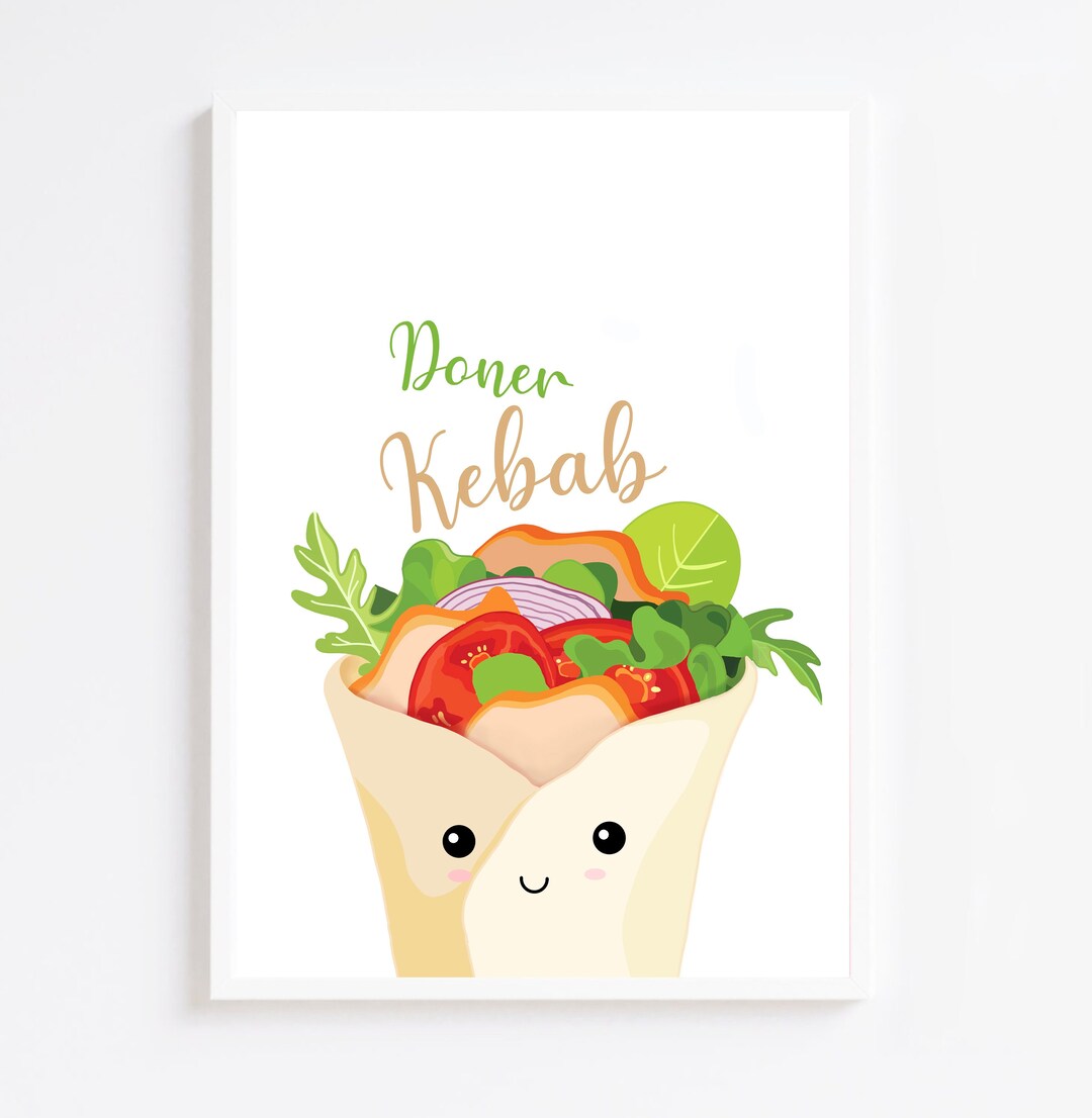 Doner Kebab Lover Kitchen Printable Wall Art | Cute Funny Dinning Room ...