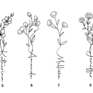 Custom Name Flower | Birth Flower Gift | Tattoo Comission SVG | Floral ...