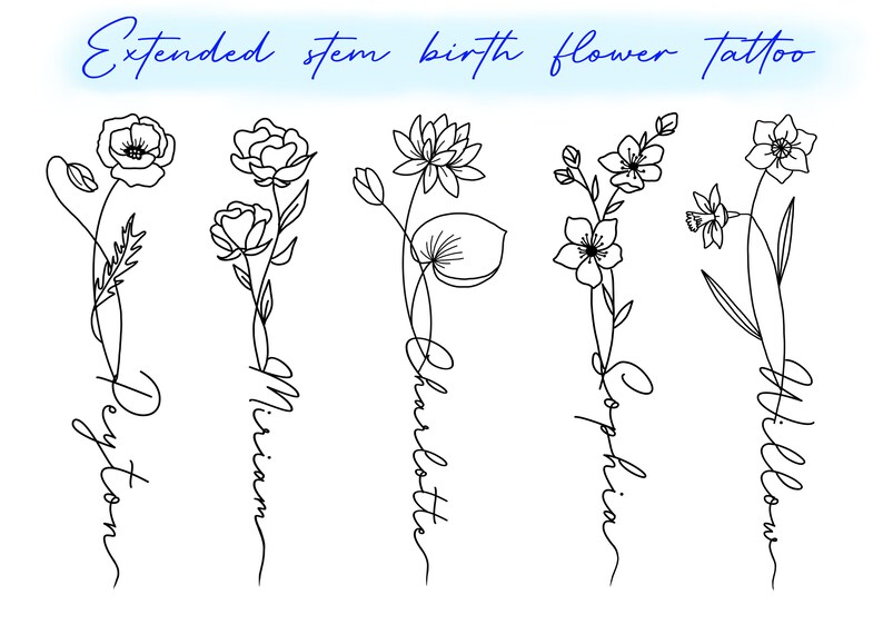 Custom Name Extended Stem Birth Flower Birth Flower Gift - Etsy