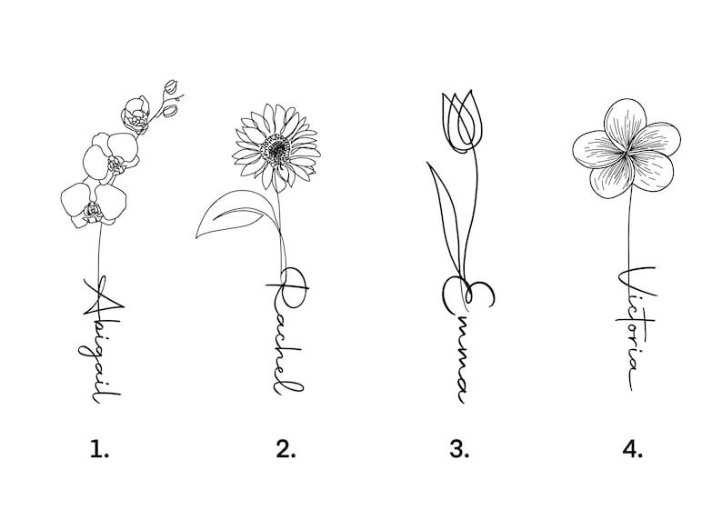 Custom Name Flower Part 2 | Birth Flower Gift | Tattoo Comission SVG ...