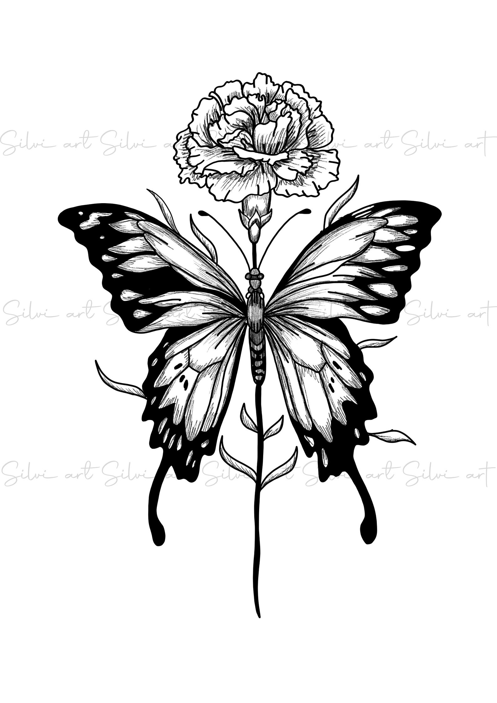 Birth Month Flower Tattoo | Birth Flower Butterfly Tattoo Design ...