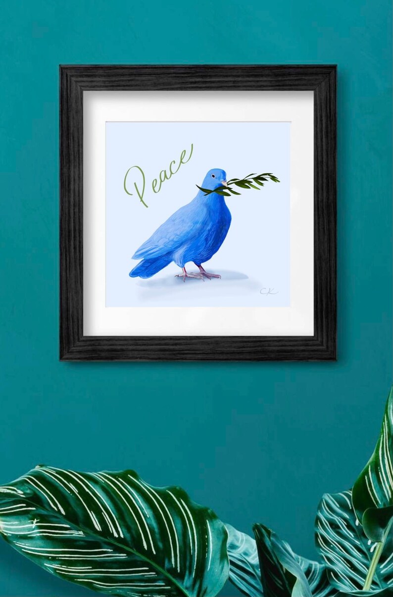 Peace Poster With Blue Pigeon/ Digital Printable - Etsy