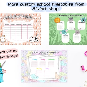 Custom Cats School Timetable Back to School Template cat Lovers First ...