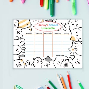 Custom Cats School Timetable Back to School Template cat Lovers First ...