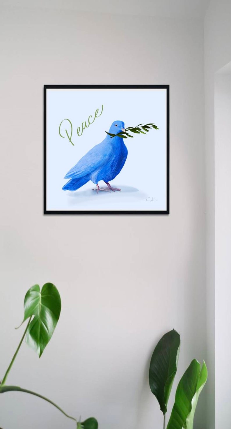 Peace Poster With Blue Pigeon/ Digital Printable - Etsy