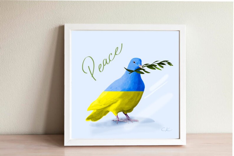 Beautiful Digital Drawing of Pigeon Ukrainian Flag Stop - Etsy