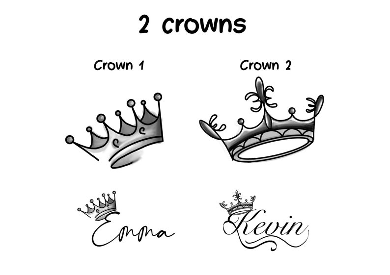 Custom Name With Crown Tattoo Design Minimalist Tattoo PNG - Etsy