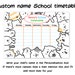 Custom Cats School Timetable Back to School Template cat Lovers First ...