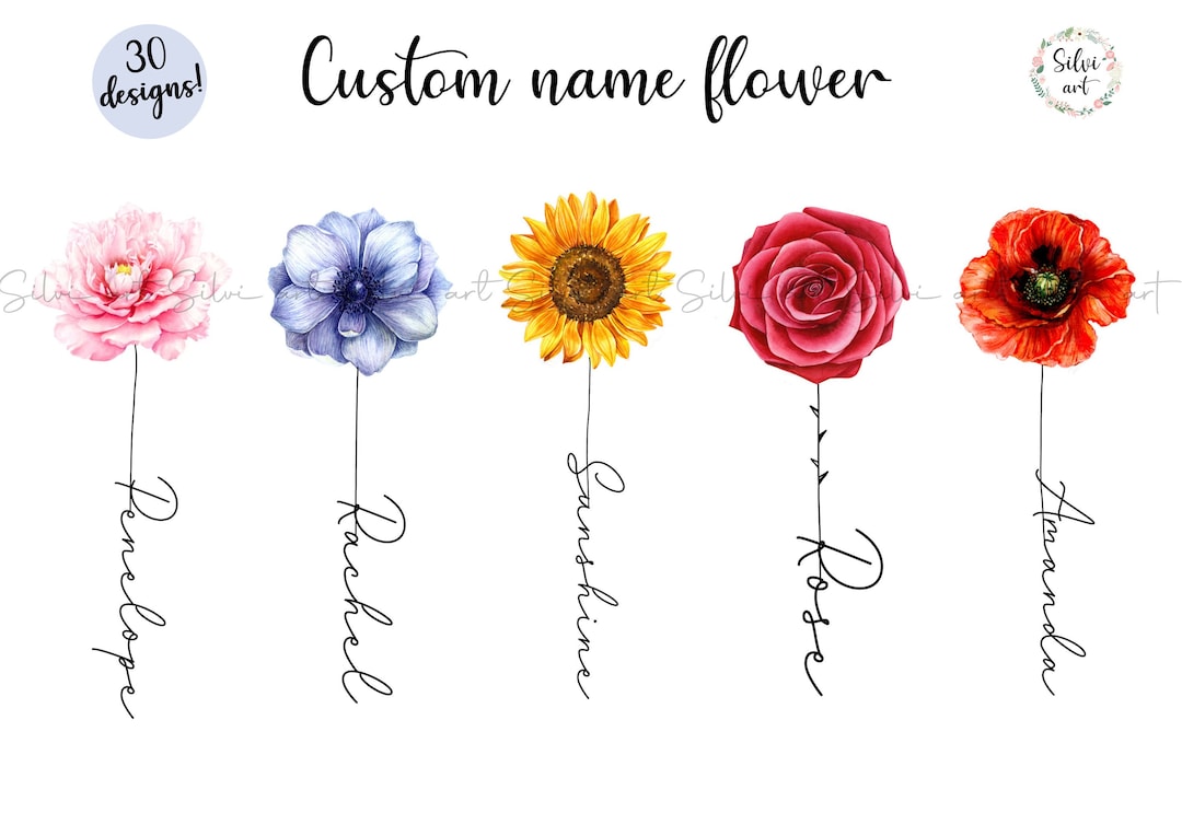 Custom Name Tropical Flowers | Realistic Flower Designs | Tattoo ...