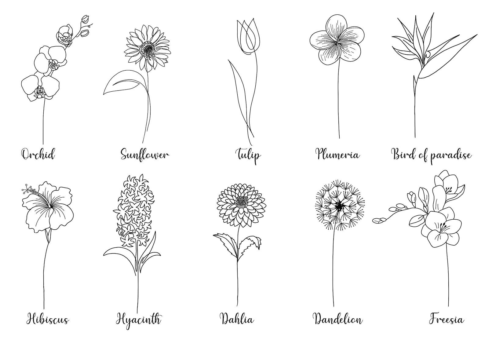Custom Name Flower Part 2 | Birth Flower Gift | Tattoo Comission SVG ...