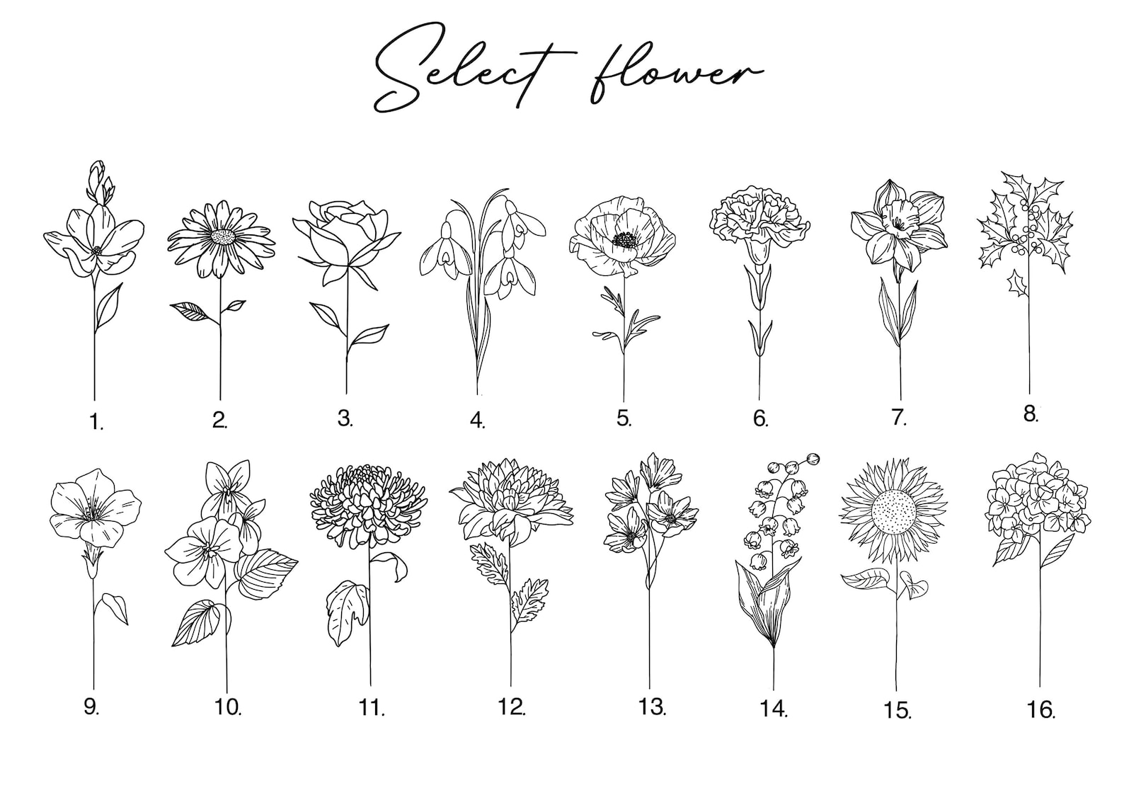 Custom Name Long Sleeve Birth Flower Tattoo Floral Name - Etsy