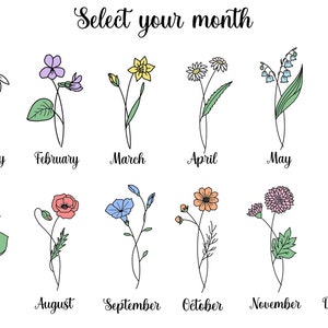 Custom Name Flower With Color | Birth Flower Gift | Tattoo Comission ...